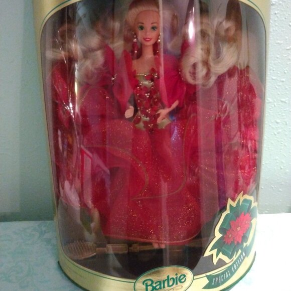 Mattel | Toys | 993 Mattel Happy Holidays Barbie Doll Poinsettia Red ...